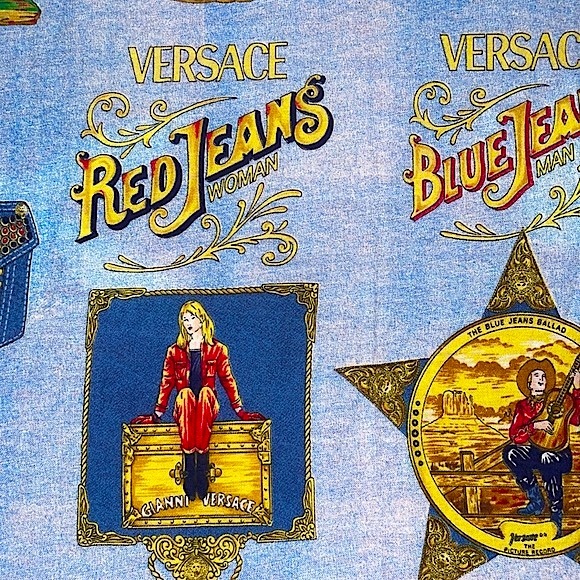 Versace | Accessories | Versace Vintage Red Jeans Perfume Scarf | Poshmark